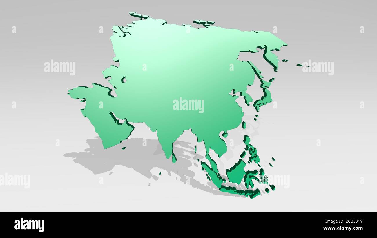map of Asia 3D icon casting shadow. 3D illustration. background and ...