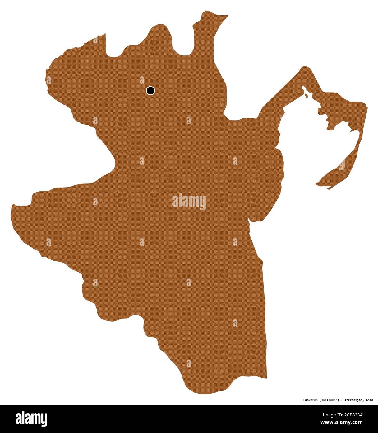 Shape of Lankaran, region of Azerbaijan, with its capital isolated on ...