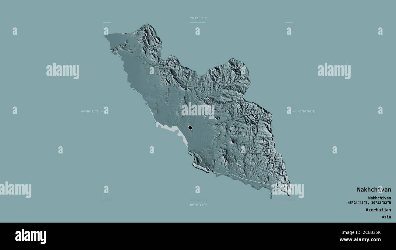 Area of Nakhchivan, region of Azerbaijan, isolated on a solid ...