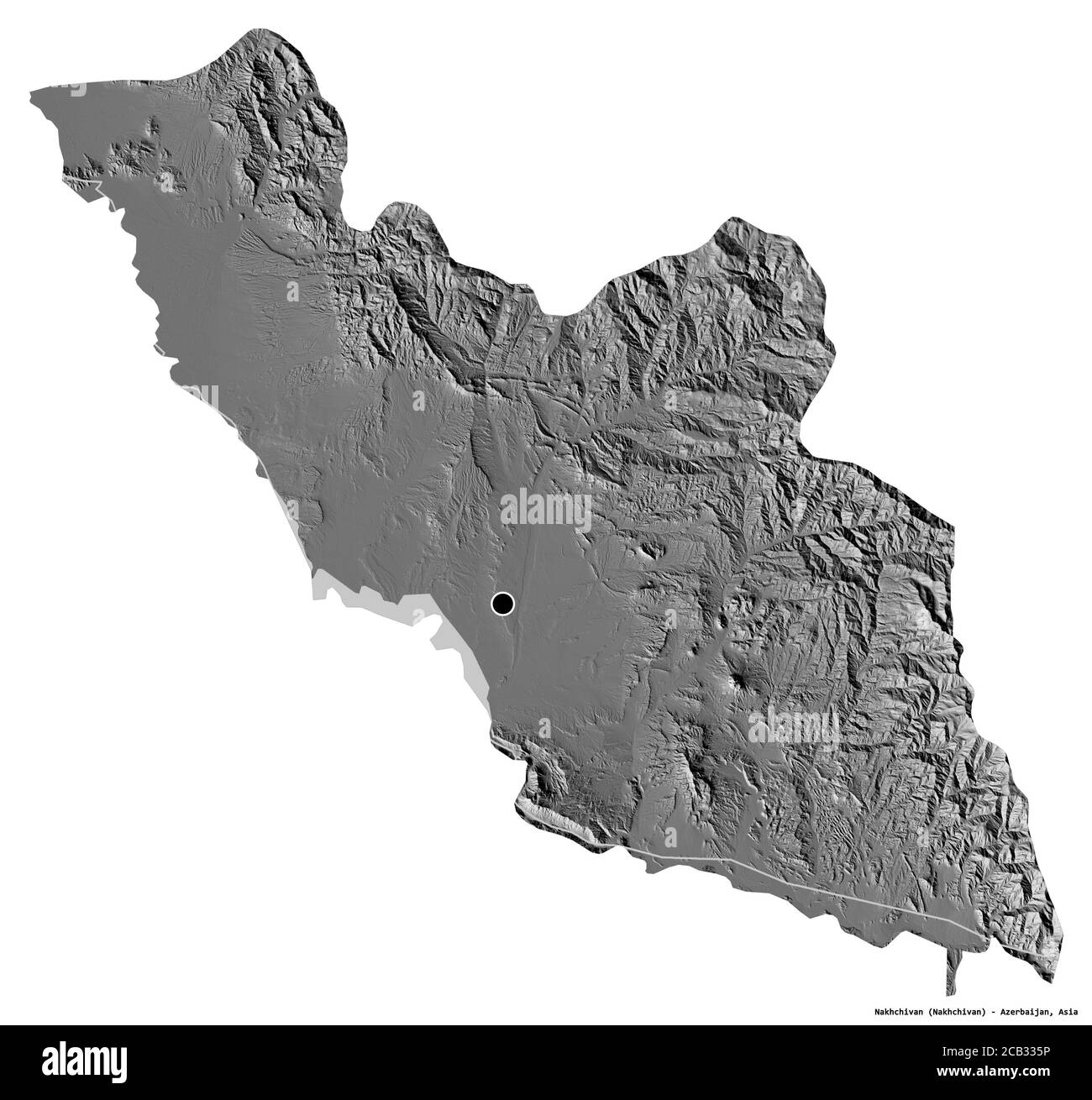 Shape of Nakhchivan, region of Azerbaijan, with its capital isolated on ...