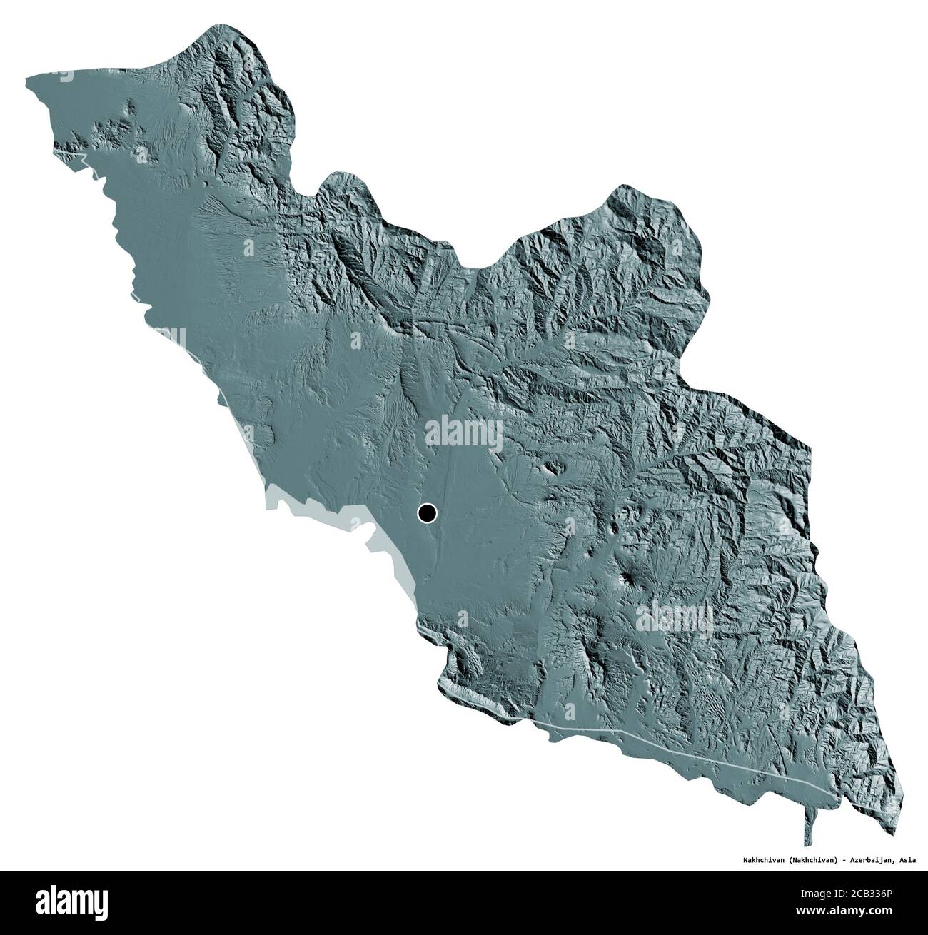 Shape of Nakhchivan, region of Azerbaijan, with its capital isolated on ...