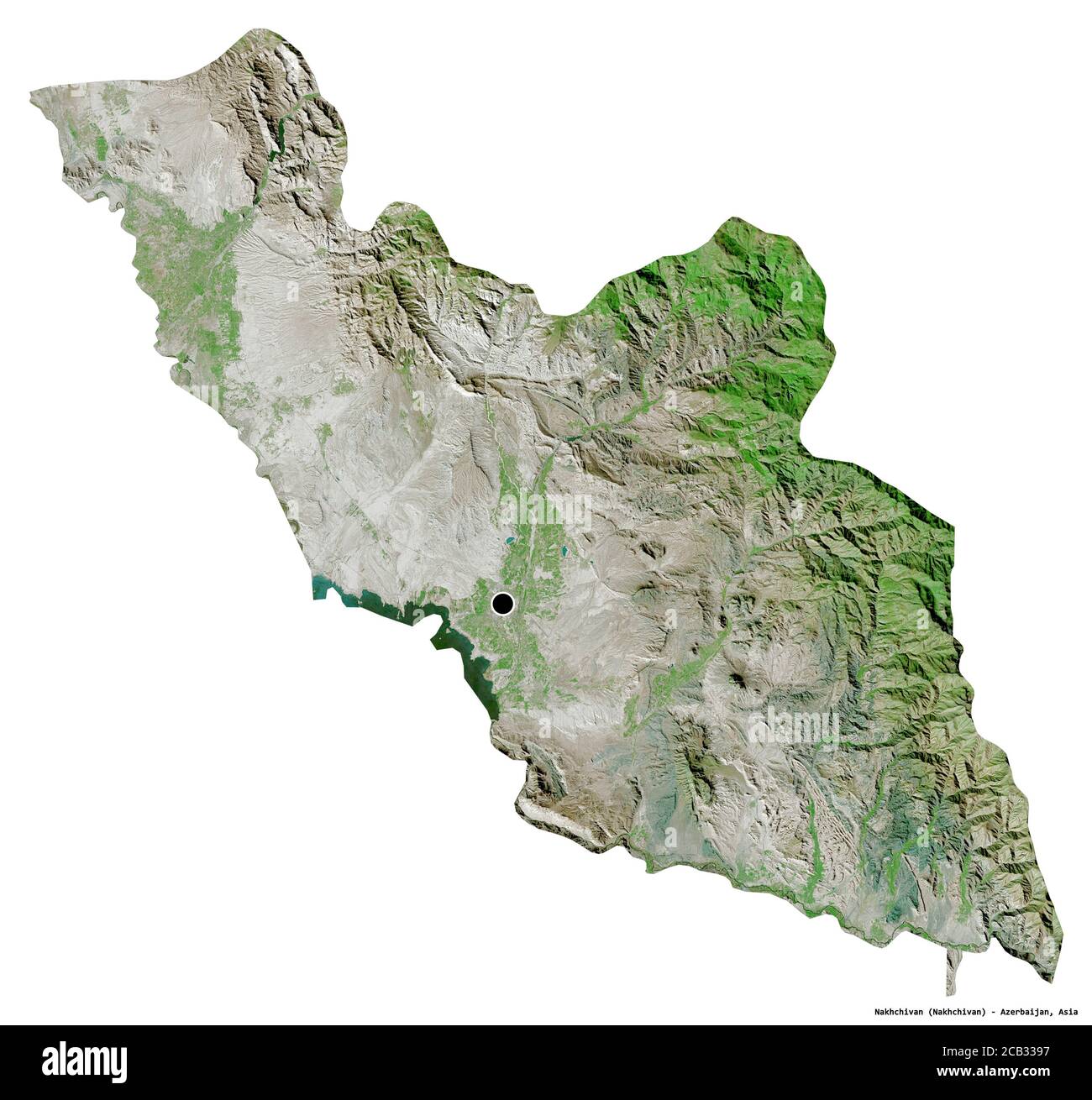 Shape of Nakhchivan, region of Azerbaijan, with its capital isolated on ...