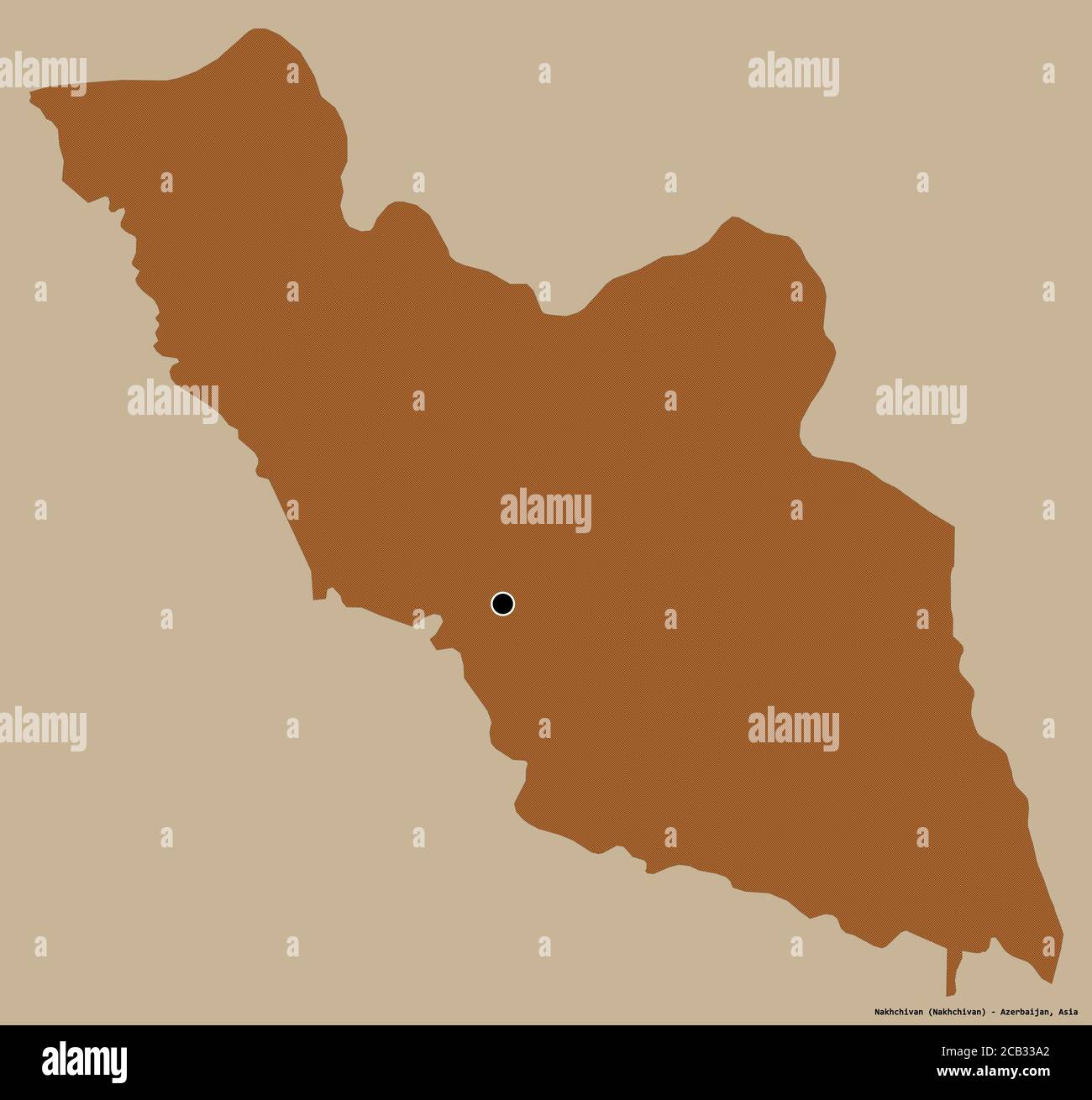 Shape of Nakhchivan, region of Azerbaijan, with its capital isolated on ...