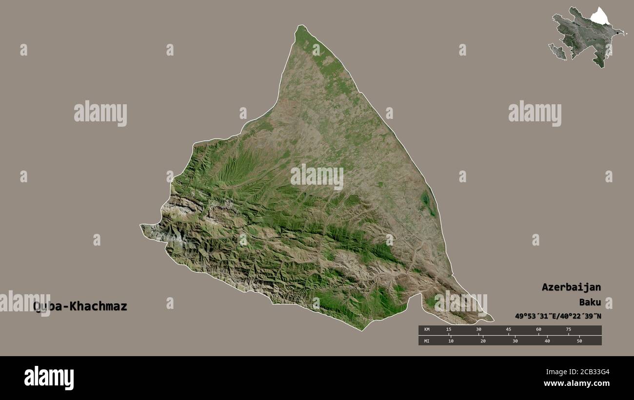 Shape of Quba-Khachmaz, region of Azerbaijan, with its capital isolated ...