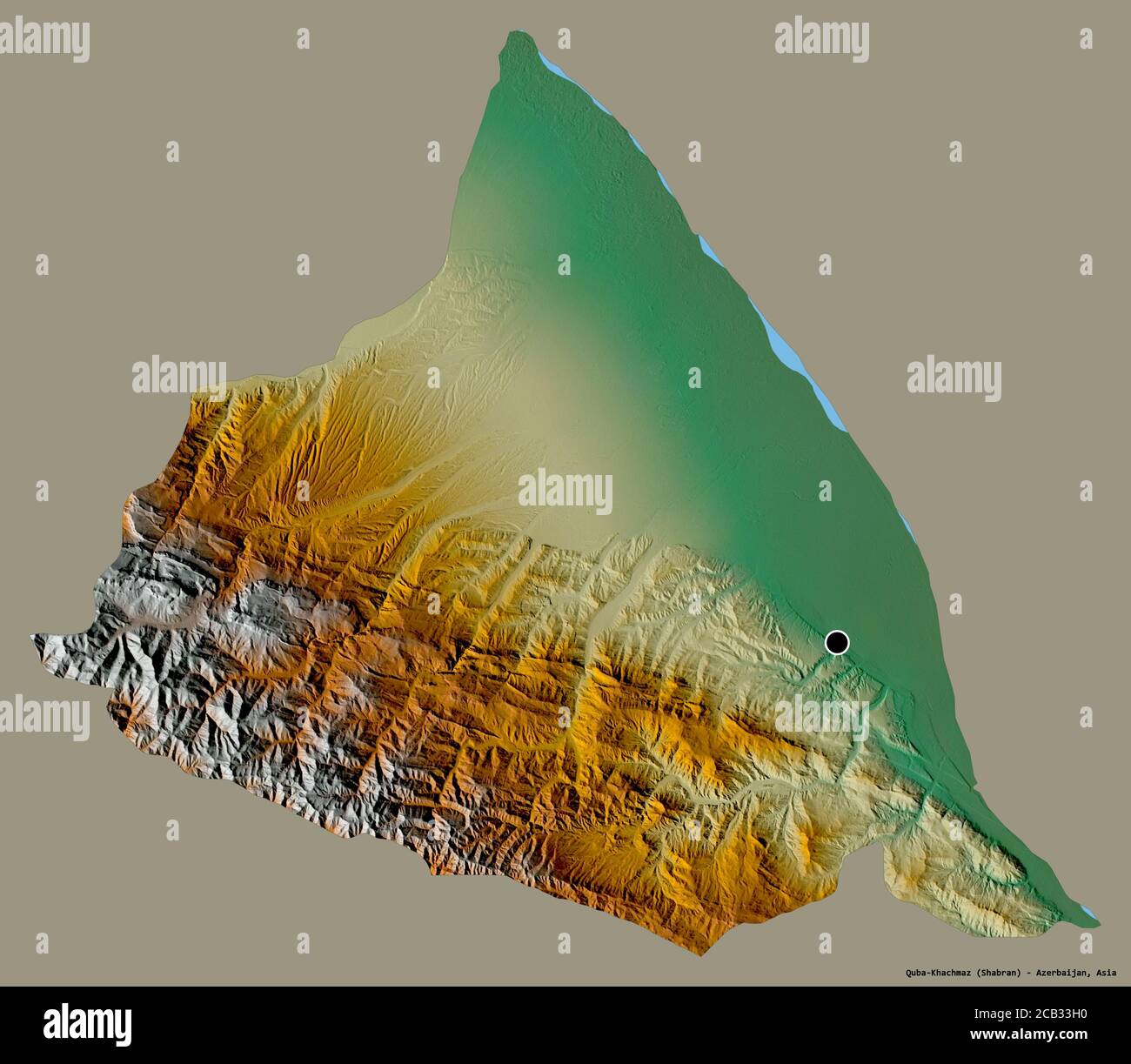 Shape of Quba-Khachmaz, region of Azerbaijan, with its capital isolated ...