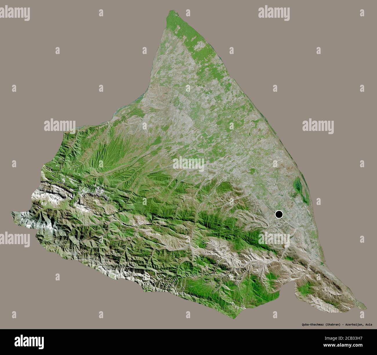 Shape of Quba-Khachmaz, region of Azerbaijan, with its capital isolated ...
