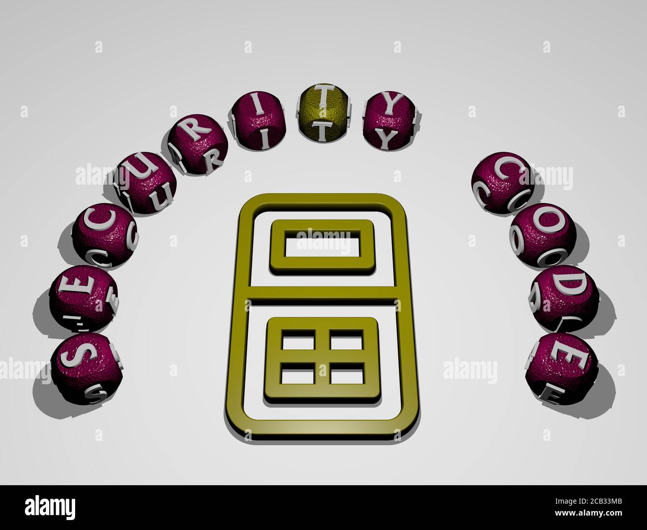 security code icon surrounded by the text of individual letters. 3D ...