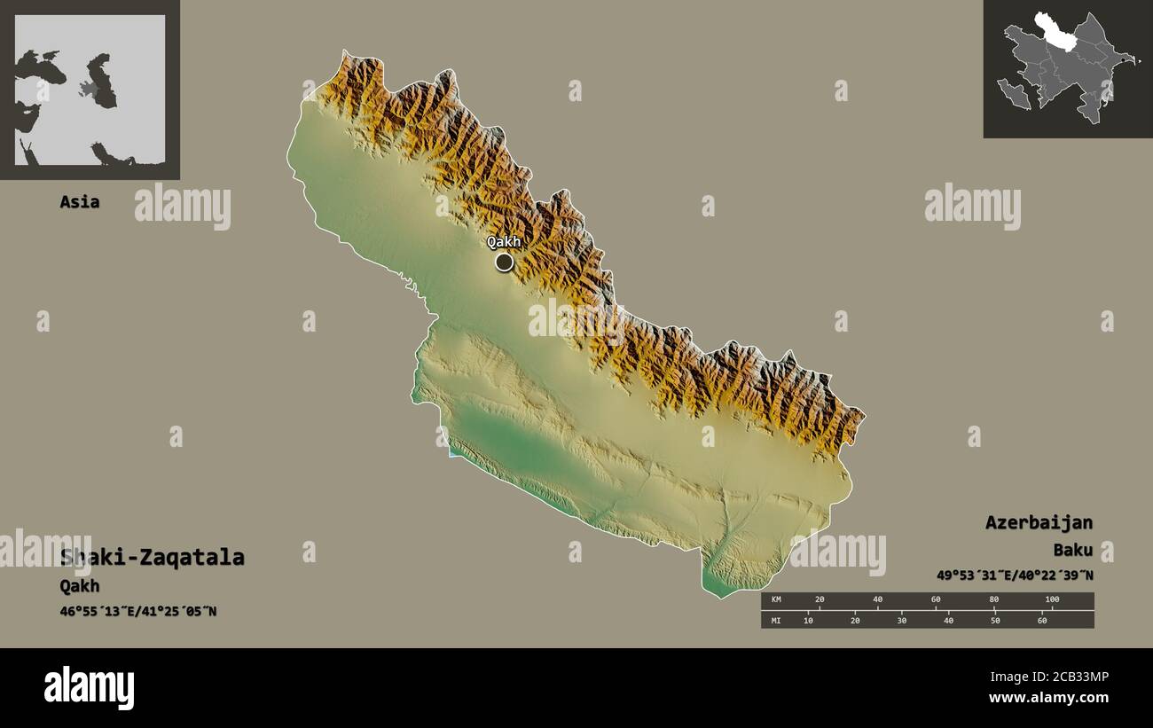 Shape of Shaki-Zaqatala, region of Azerbaijan, and its capital ...