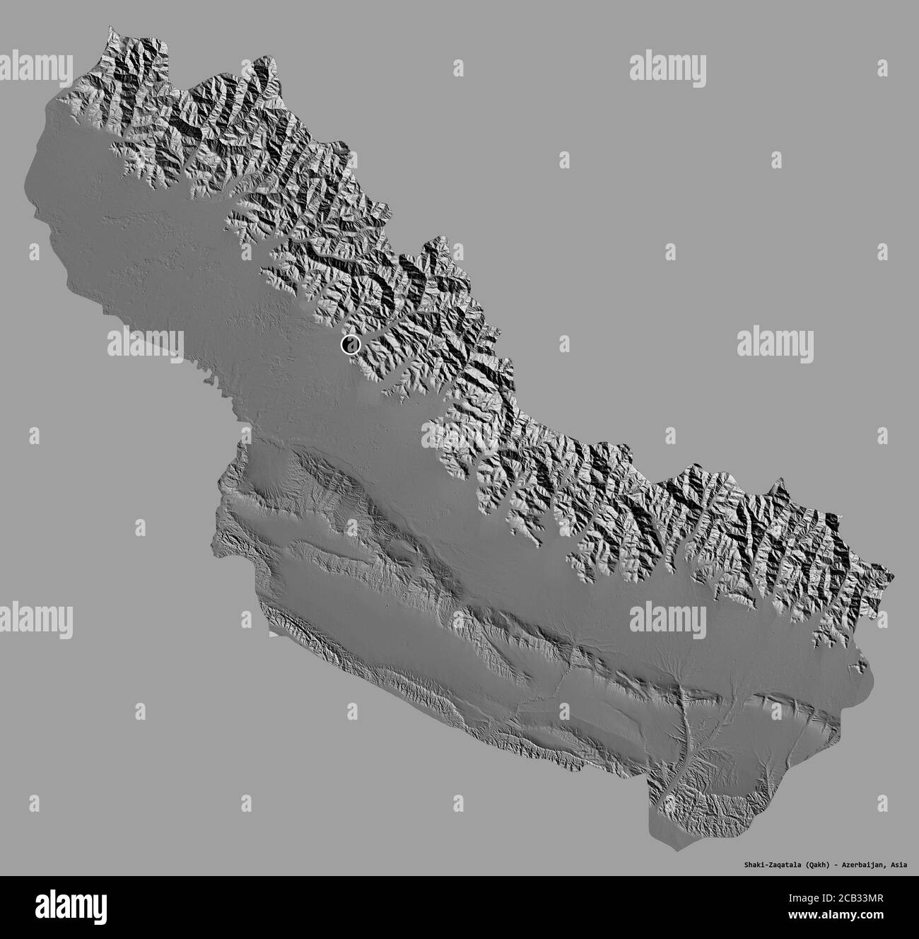 Shape of Shaki-Zaqatala, region of Azerbaijan, with its capital ...