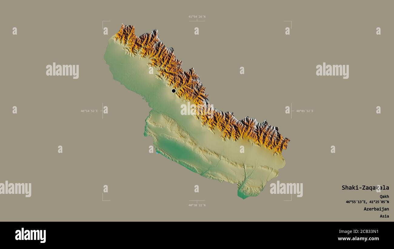 Area of Shaki-Zaqatala, region of Azerbaijan, isolated on a solid ...