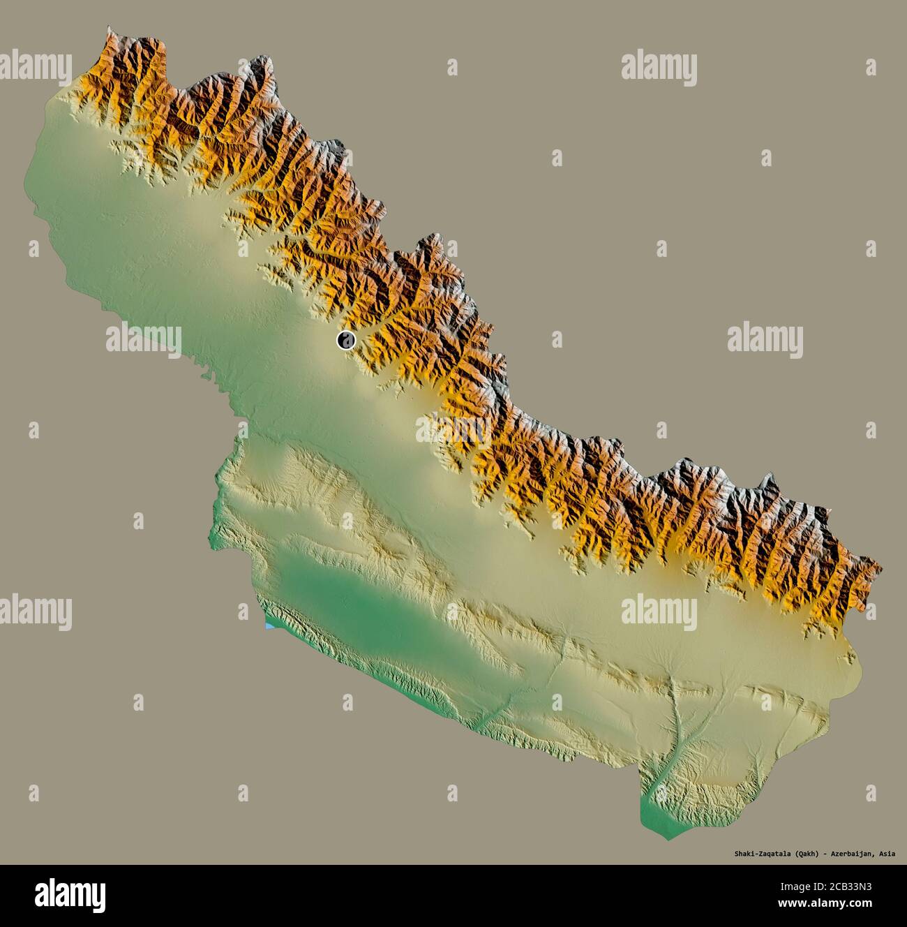 Shape of Shaki-Zaqatala, region of Azerbaijan, with its capital ...