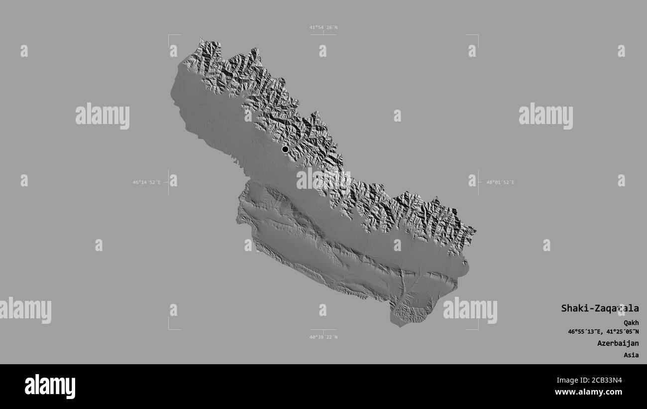 Area of Shaki-Zaqatala, region of Azerbaijan, isolated on a solid ...