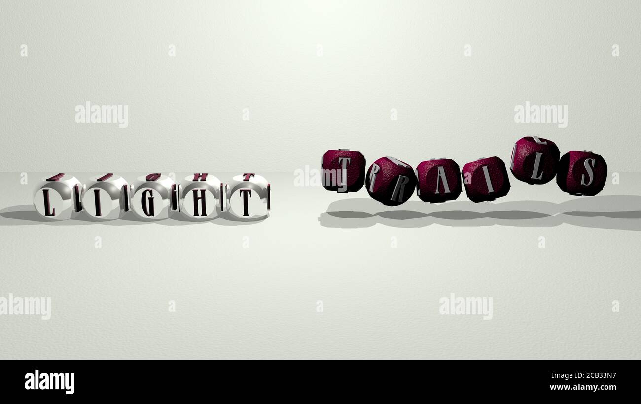 light trails dancing cubic letters. 3D illustration. background and ...