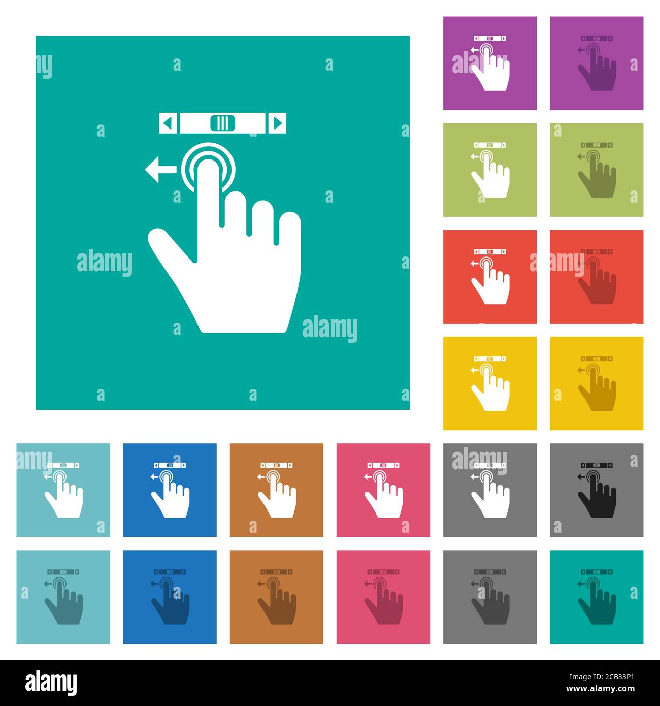 right handed scroll left gesture multi colored flat icons on plain ...