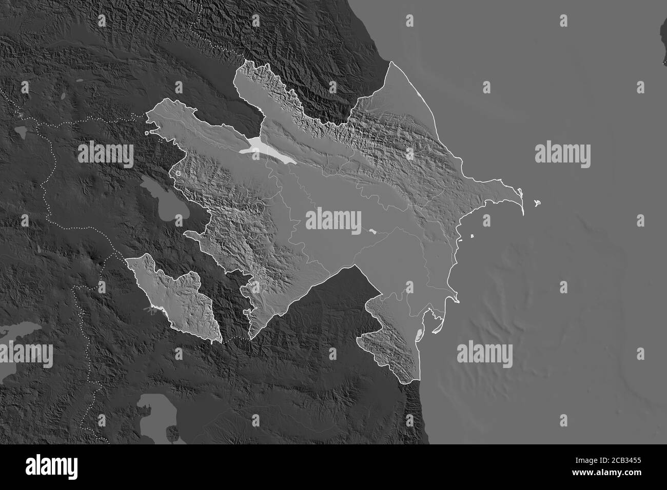 Shape of Azerbaijan separated by the desaturation of neighboring areas ...
