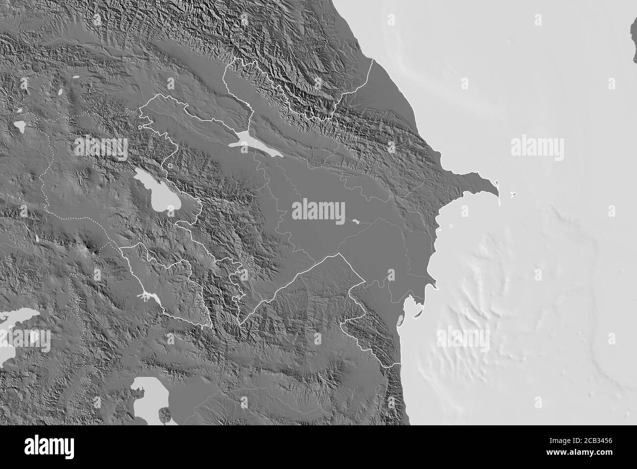 Extended area of Azerbaijan with country outline, international and ...