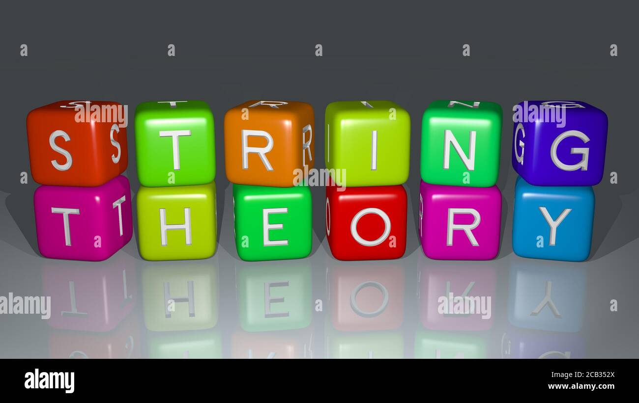STRING THEORY arranged by cubic letters on a mirror floor, ideal for ...