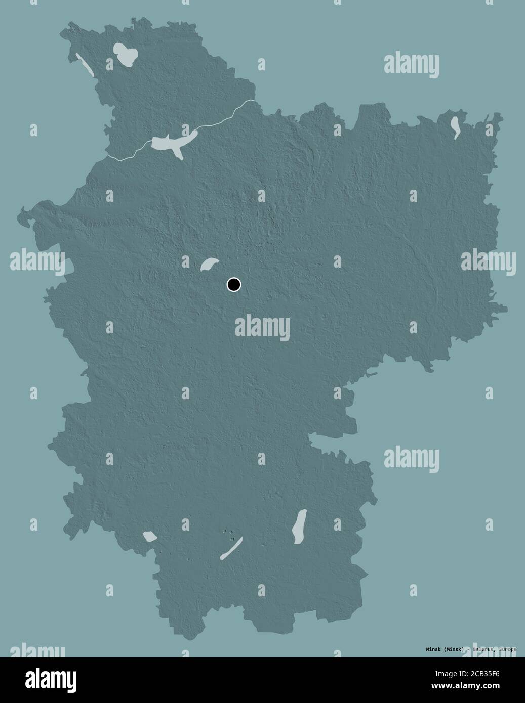 Shape of Minsk, region of Belarus, with its capital isolated on a solid ...