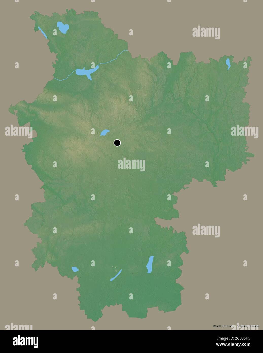 Shape of Minsk, region of Belarus, with its capital isolated on a solid ...