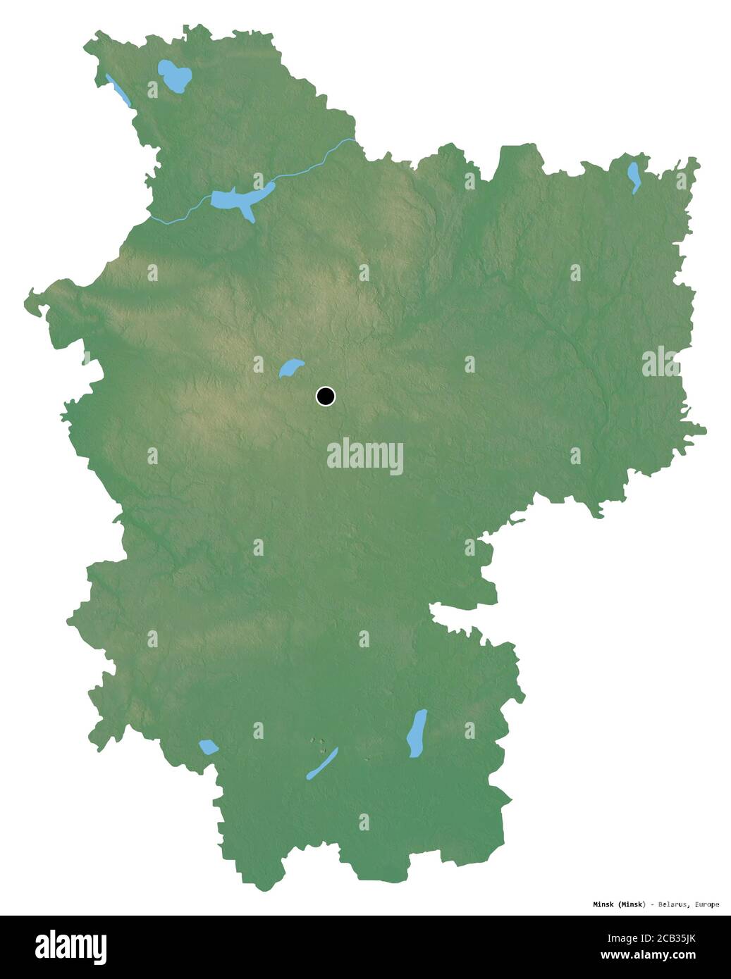 Shape of Minsk, region of Belarus, with its capital isolated on white ...