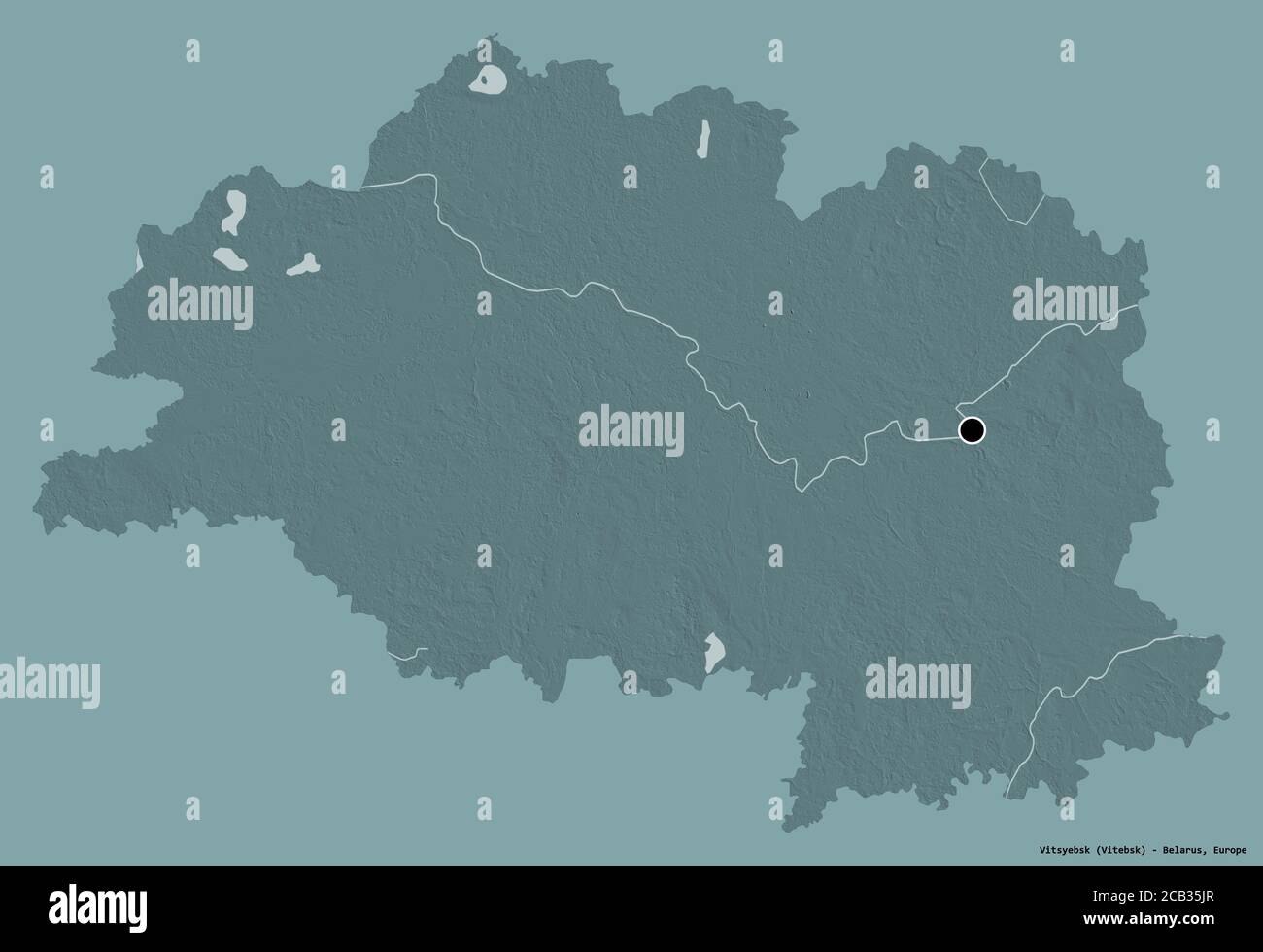 Shape of Vitsyebsk, region of Belarus, with its capital isolated on a ...