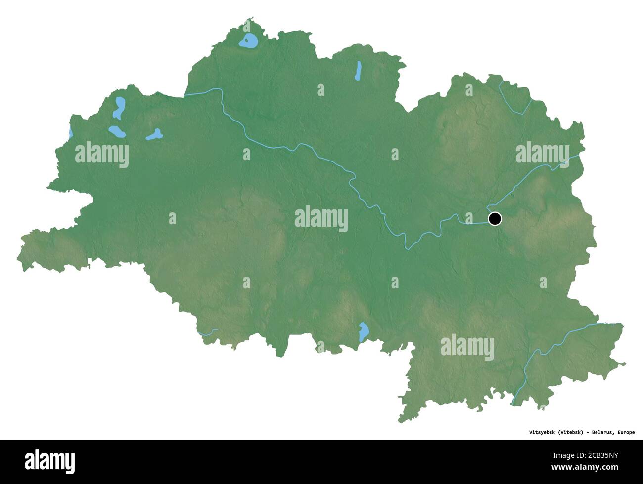 Shape of Vitsyebsk, region of Belarus, with its capital isolated on ...