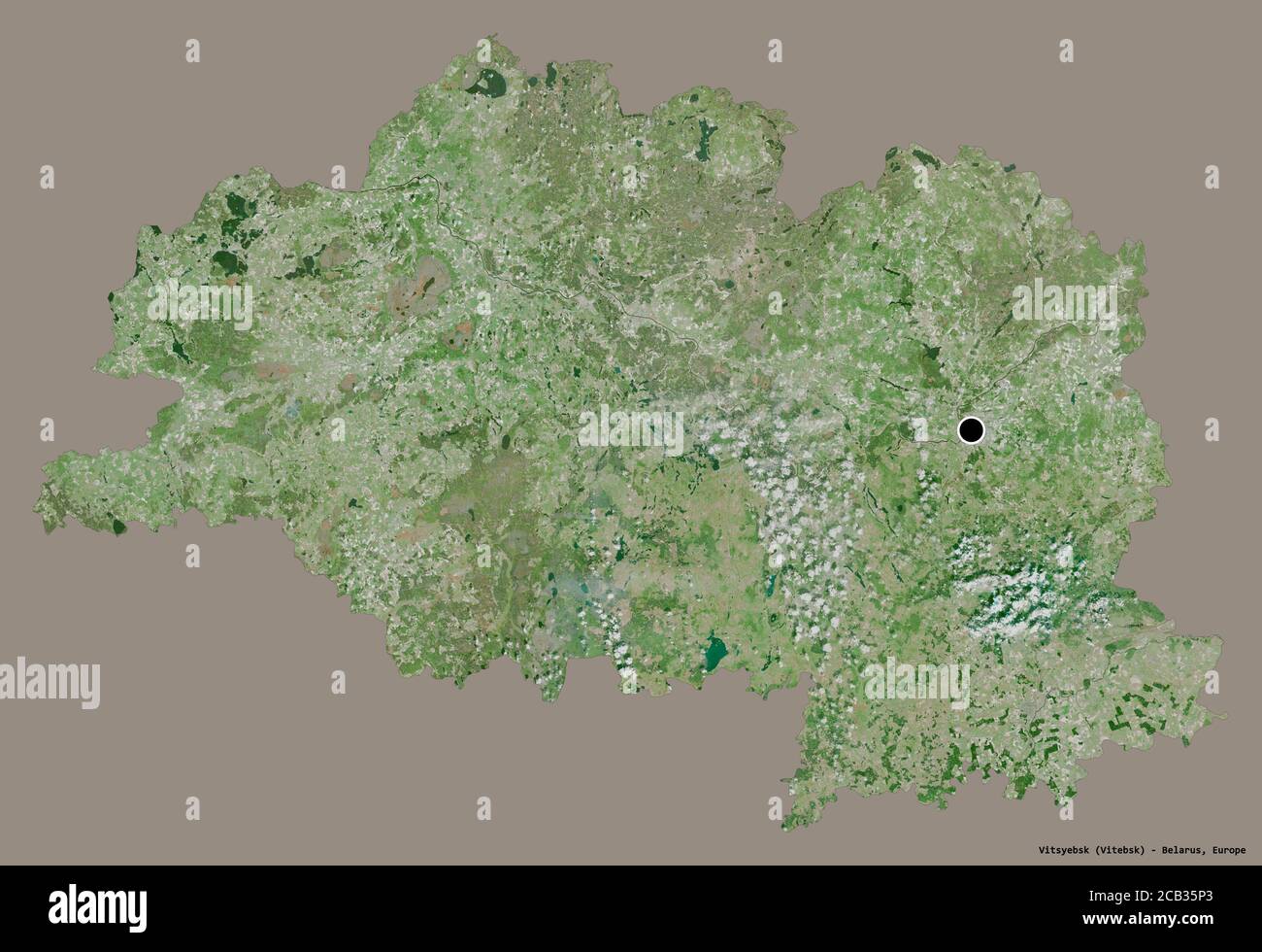 Shape of Vitsyebsk, region of Belarus, with its capital isolated on a ...