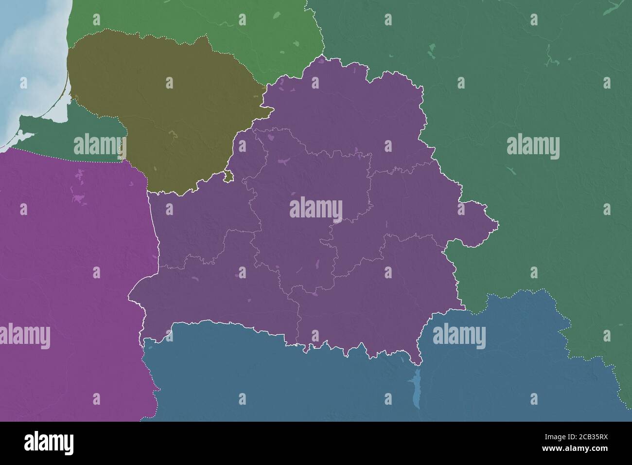 Extended area of Belarus with country outline, international and ...