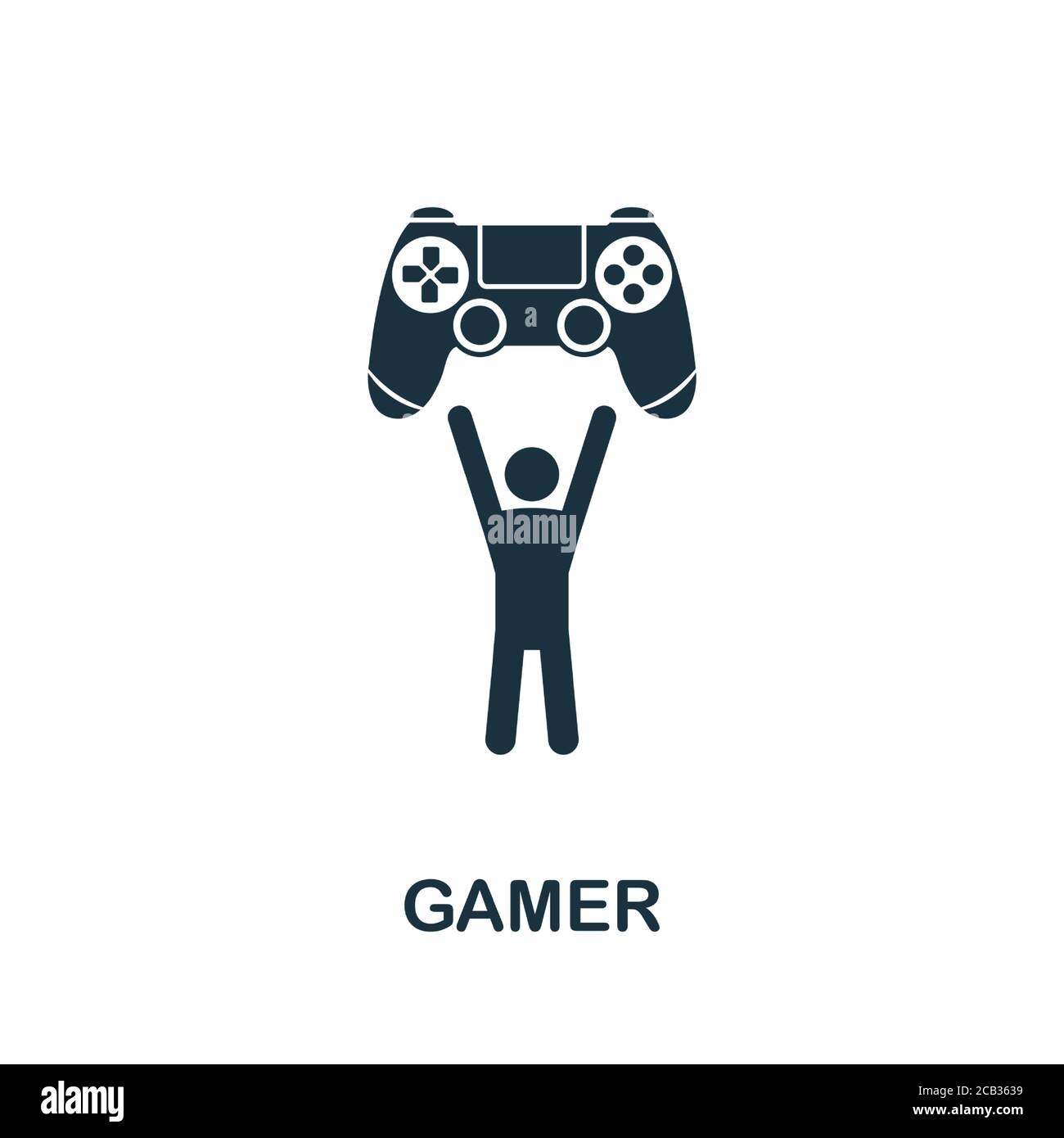 Gamer icon. Simple element from game development collection. Filled ...