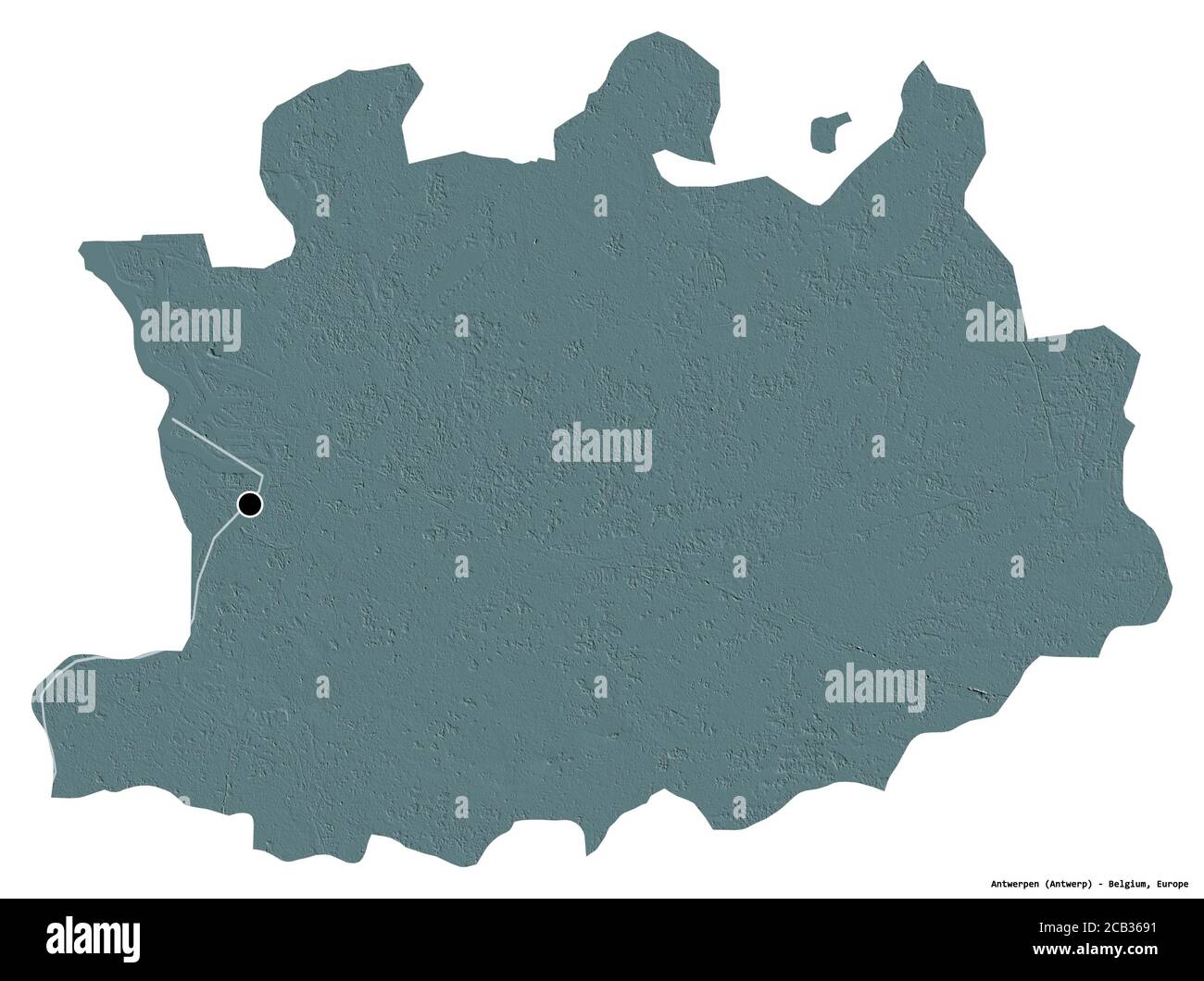 Shape of Antwerpen, province of Belgium, with its capital isolated on ...