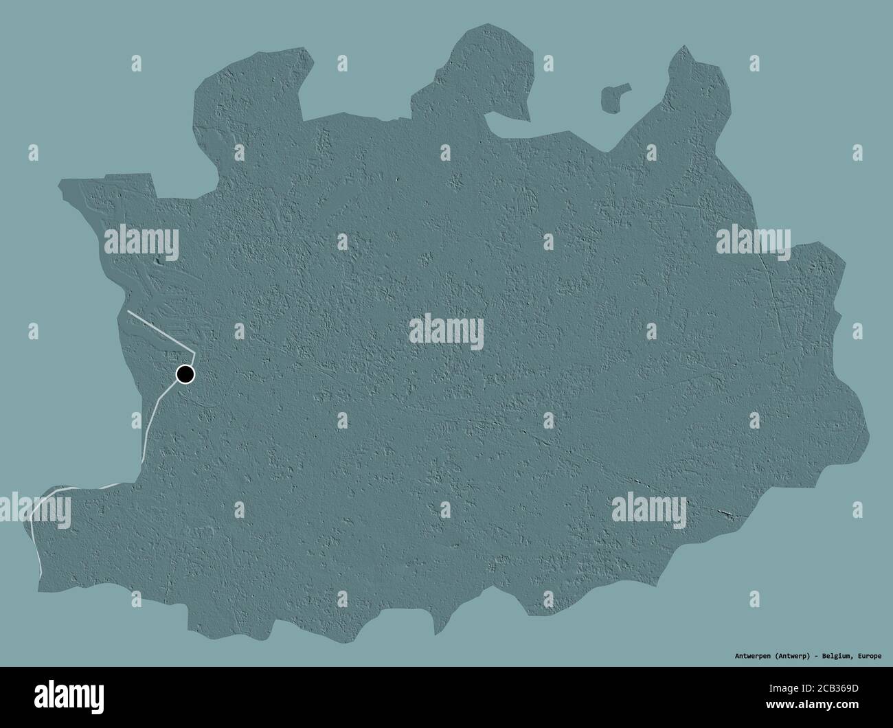 Shape of Antwerpen, province of Belgium, with its capital isolated on a ...