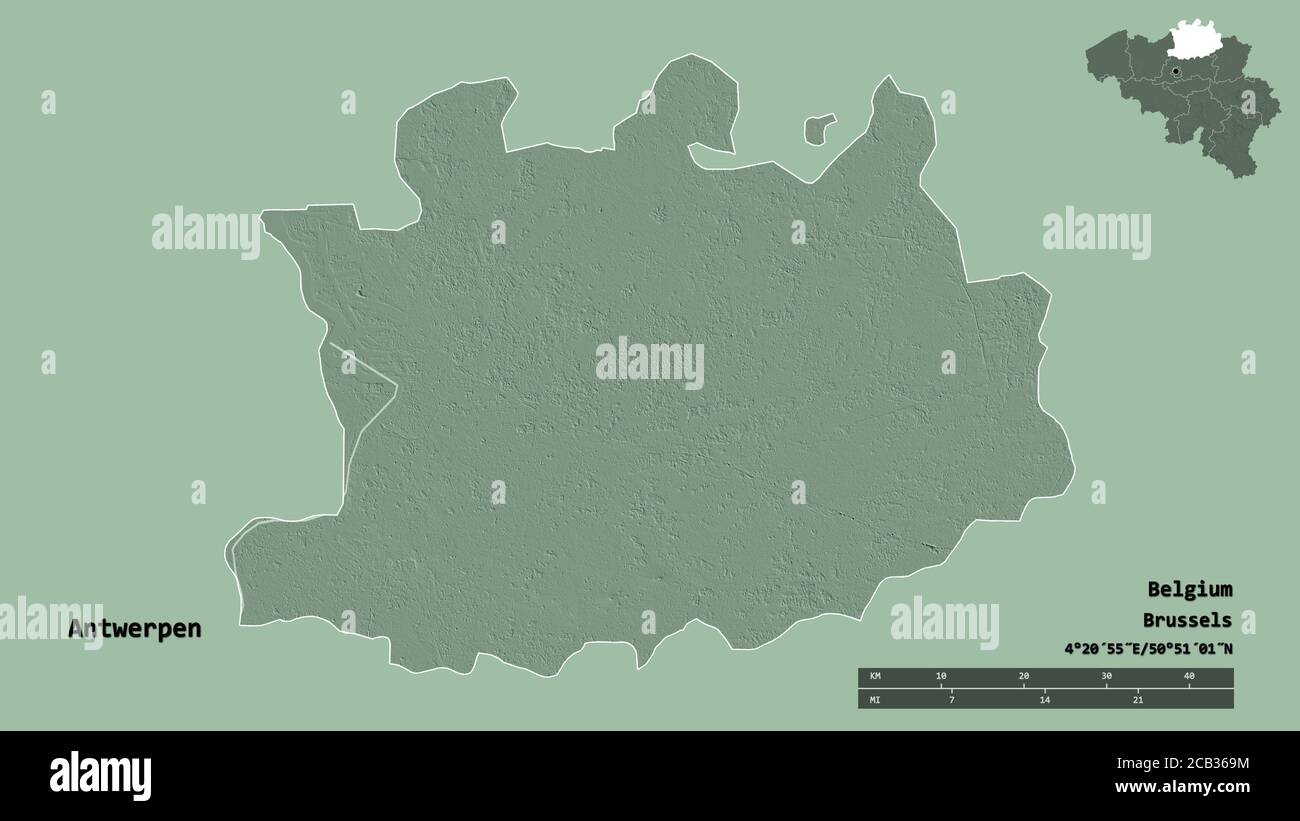 Shape of Antwerpen, province of Belgium, with its capital isolated on ...