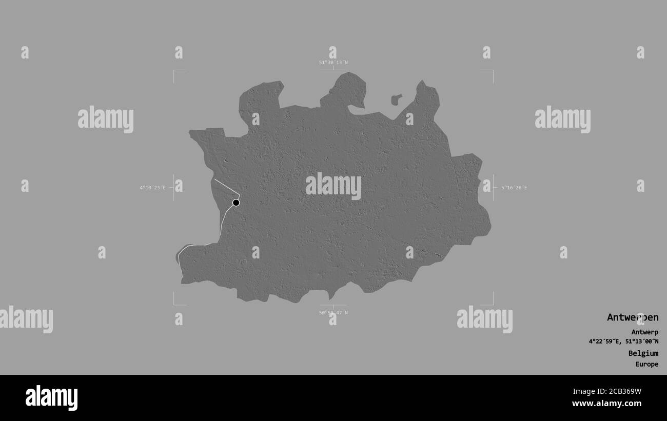 Area of Antwerpen, province of Belgium, isolated on a solid background ...
