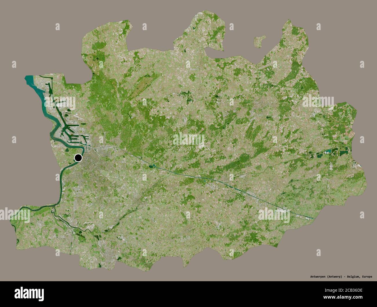 Shape of Antwerpen, province of Belgium, with its capital isolated on a ...