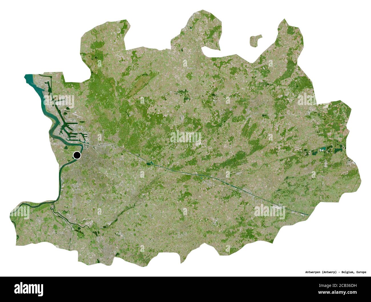 Shape of Antwerpen, province of Belgium, with its capital isolated on ...