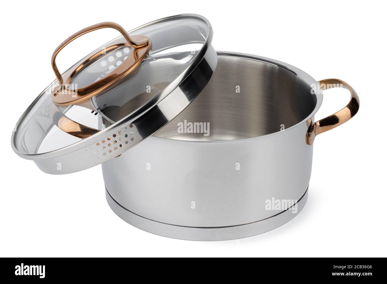 New metal cooking pot isolated on white Stock Photo - Alamy