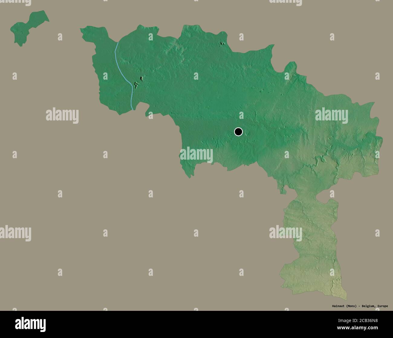 Shape of Hainaut, province of Belgium, with its capital isolated on a ...