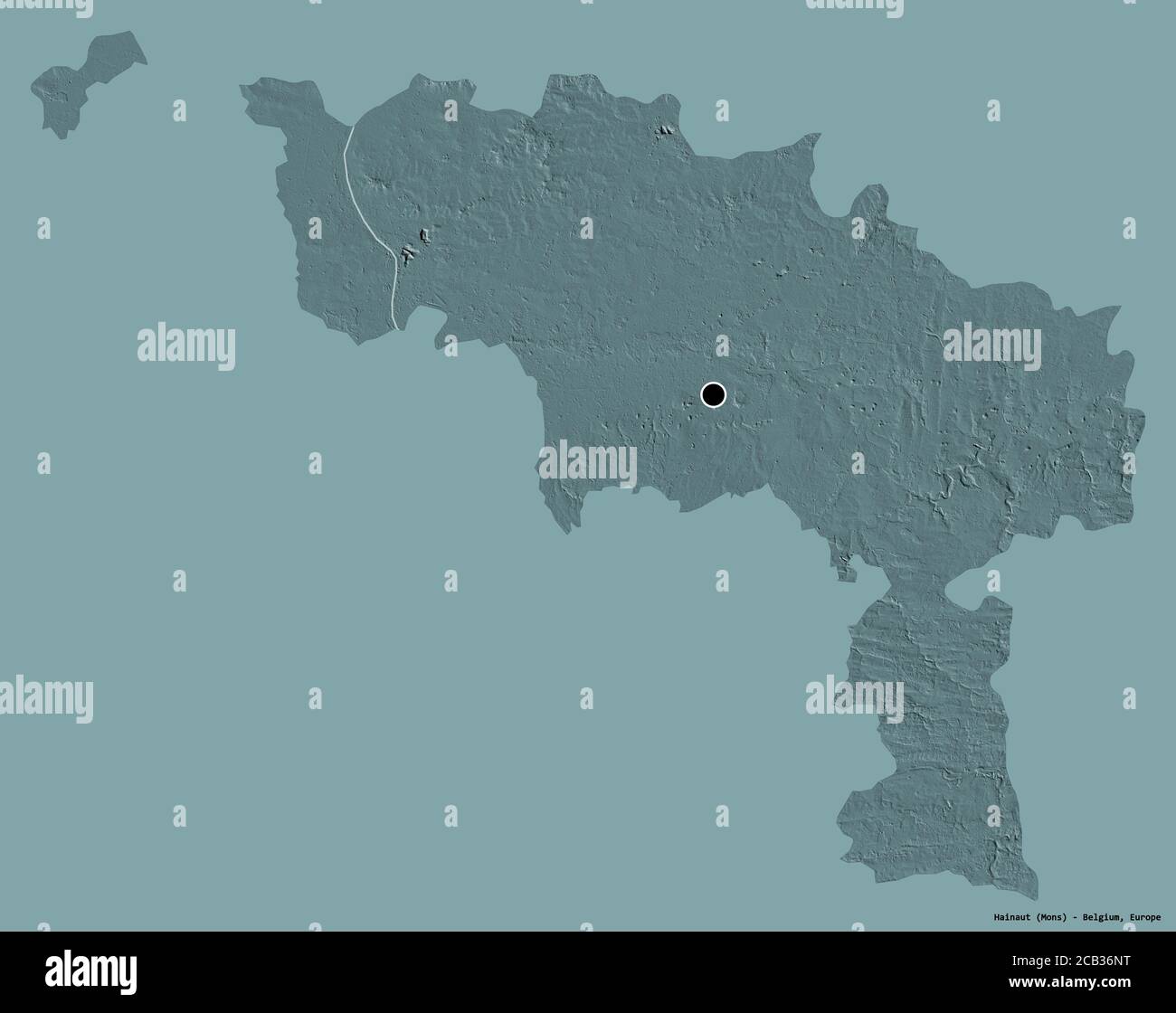 Shape of Hainaut, province of Belgium, with its capital isolated on a ...