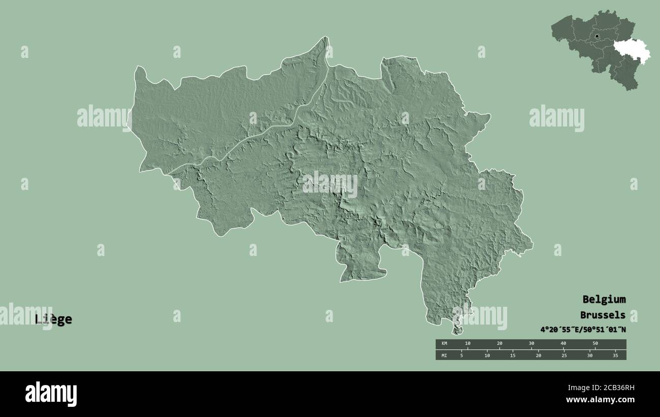 Shape of Liège, province of Belgium, with its capital isolated on solid ...