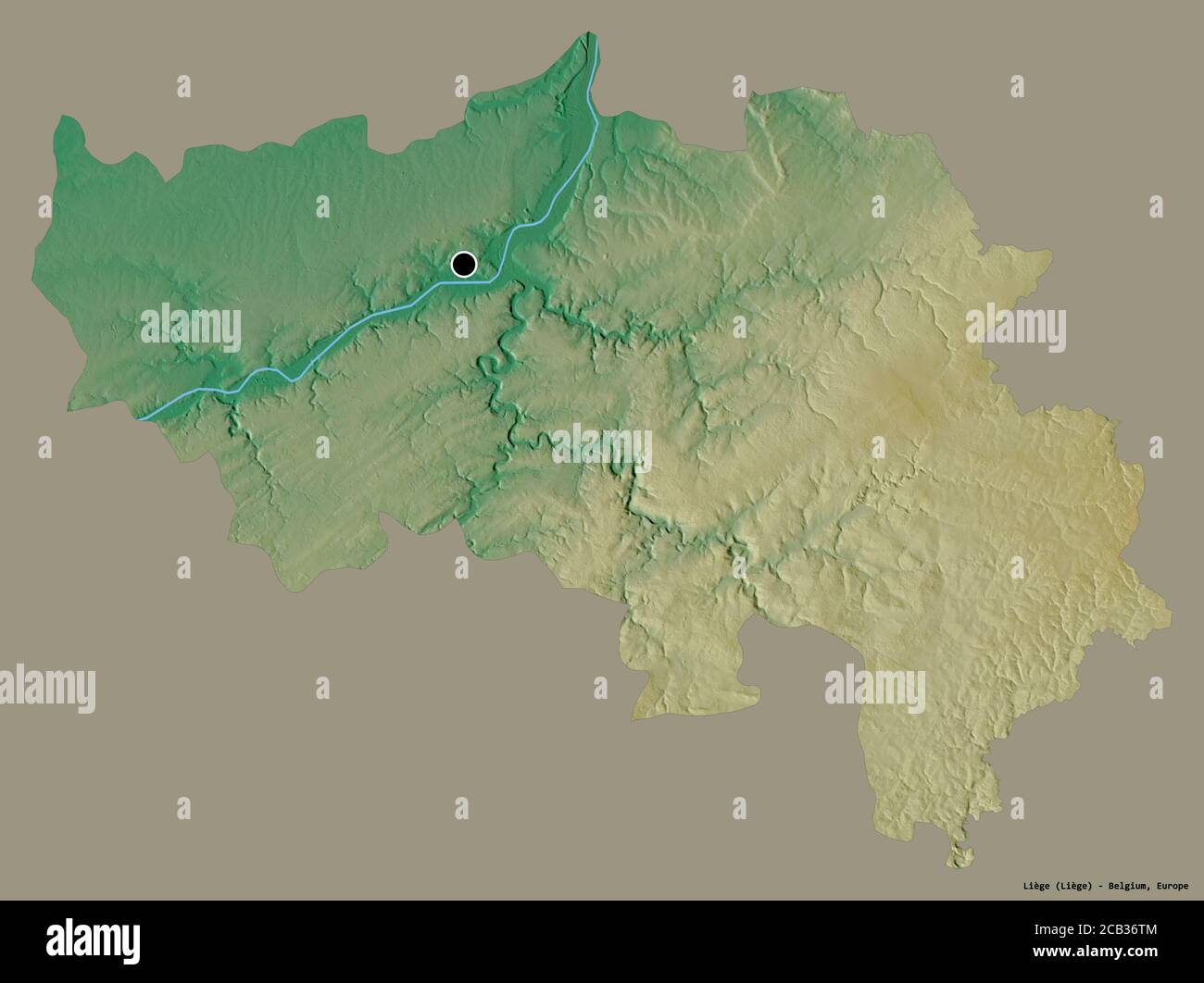 Shape of Liège, province of Belgium, with its capital isolated on a ...