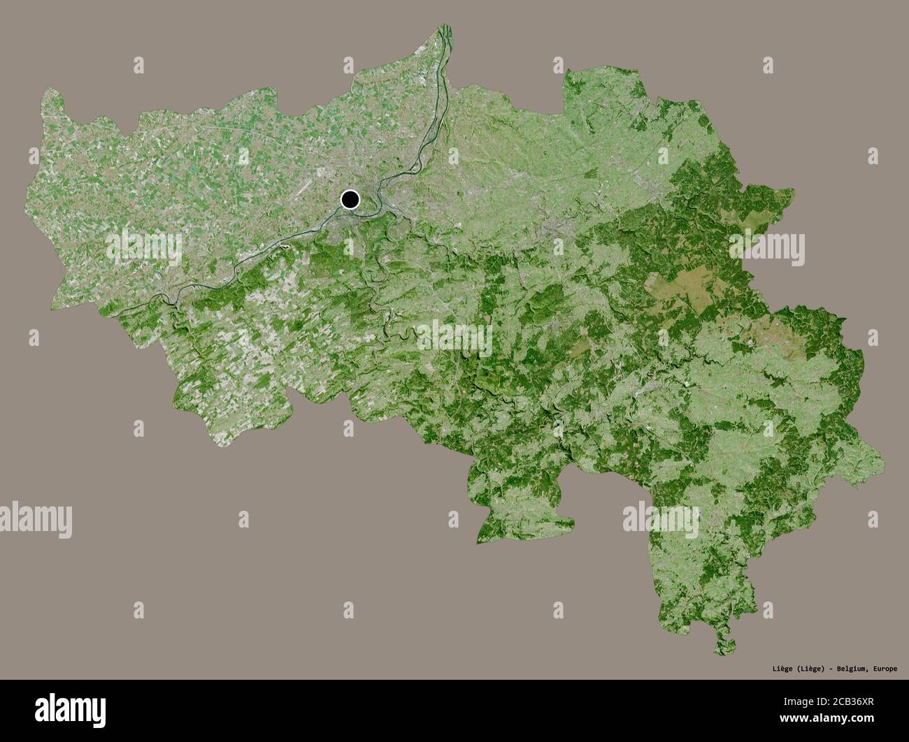 Shape of Liège, province of Belgium, with its capital isolated on a ...