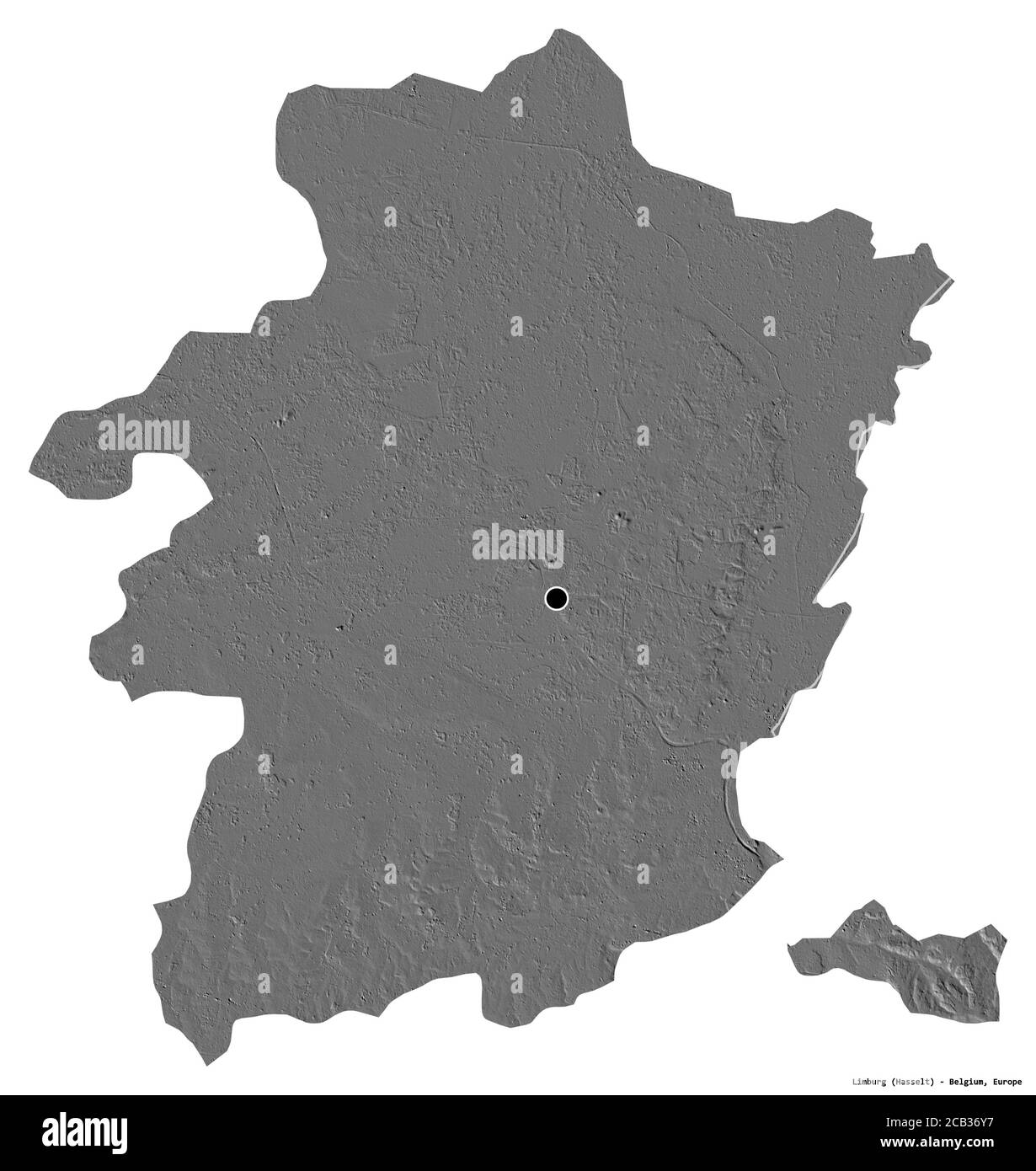 Shape of Limburg, province of Belgium, with its capital isolated on ...