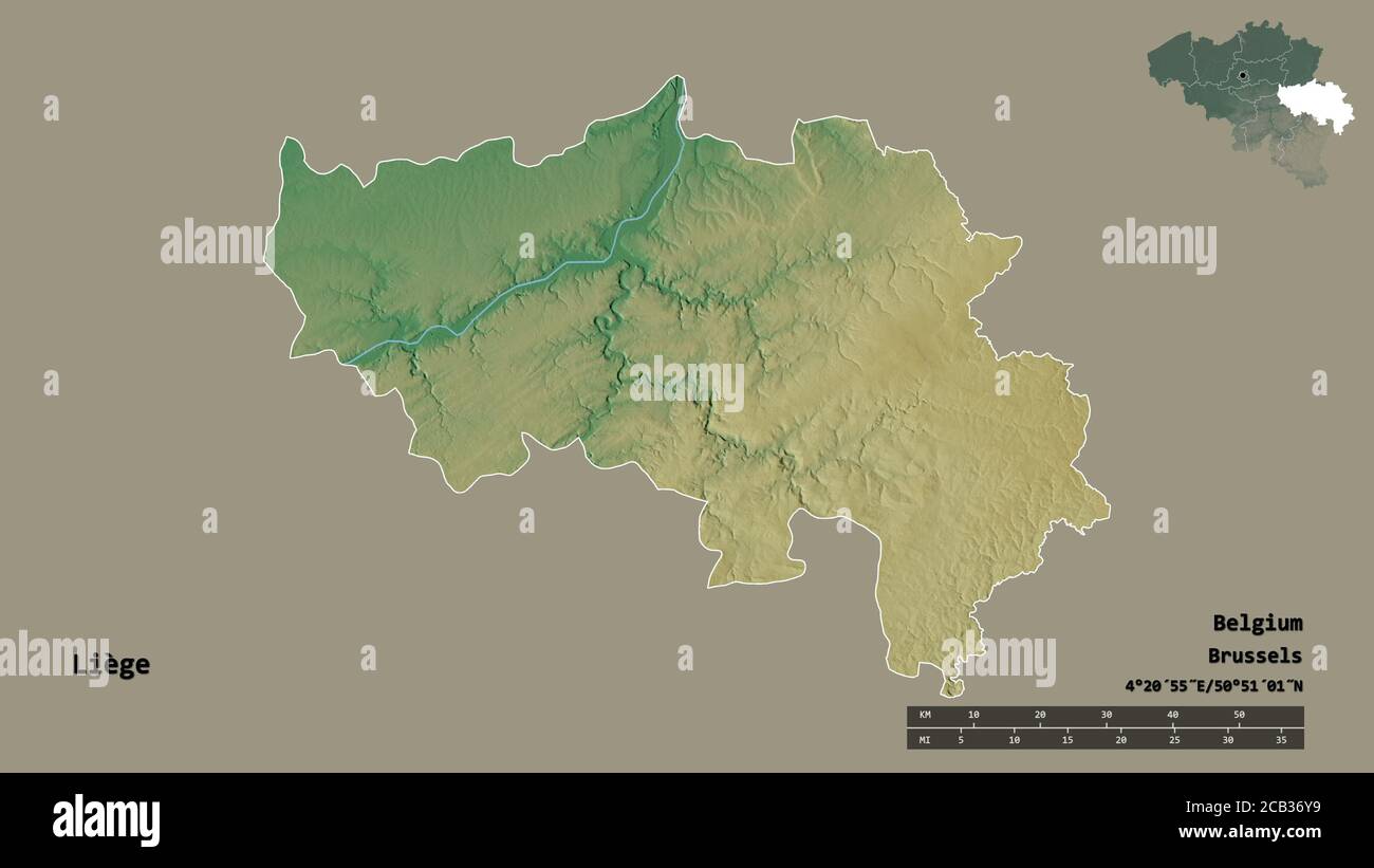 Shape of Liège, province of Belgium, with its capital isolated on solid ...