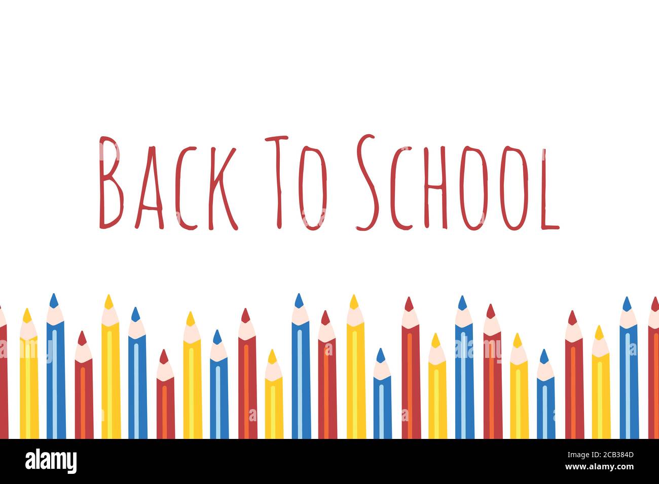 Back to school vector illustration with seamless coloring pencil border ...