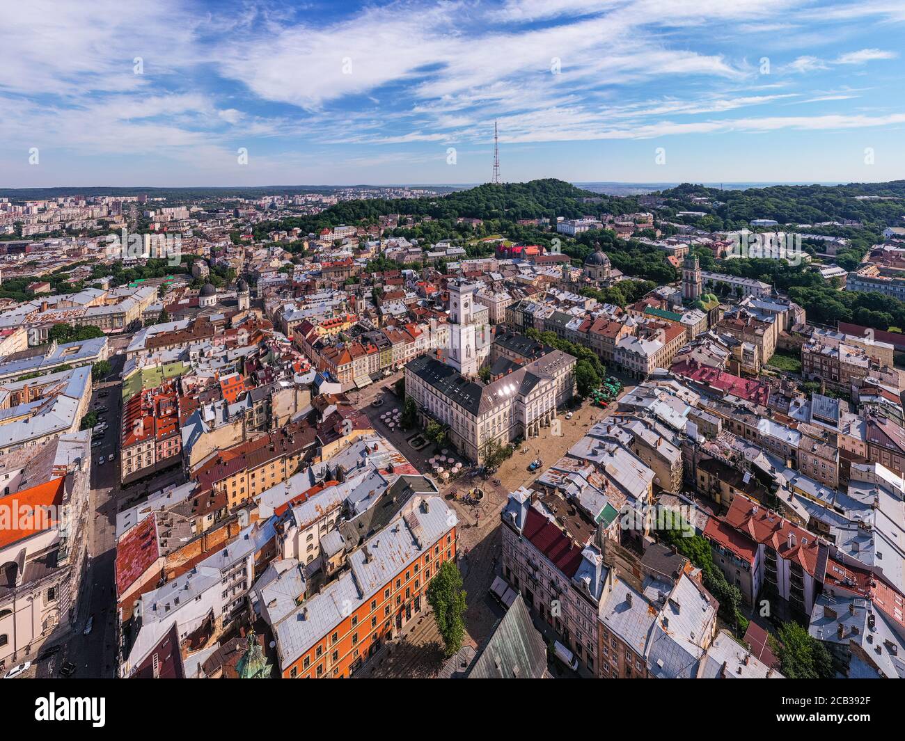Lviv from a bird's eye view. City from above. Lviv, view of the city ...