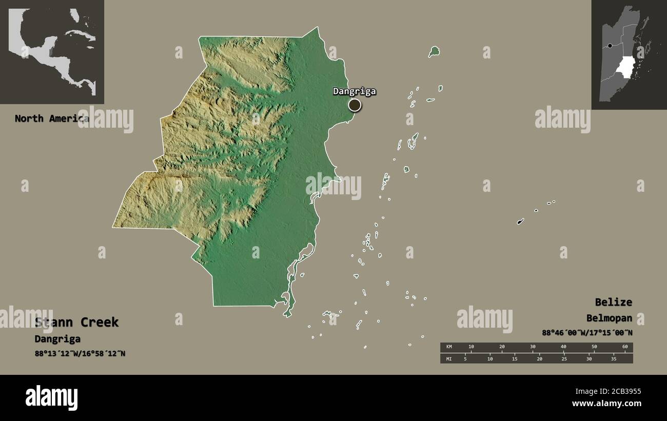 Belize relief map hi-res stock photography and images - Alamy