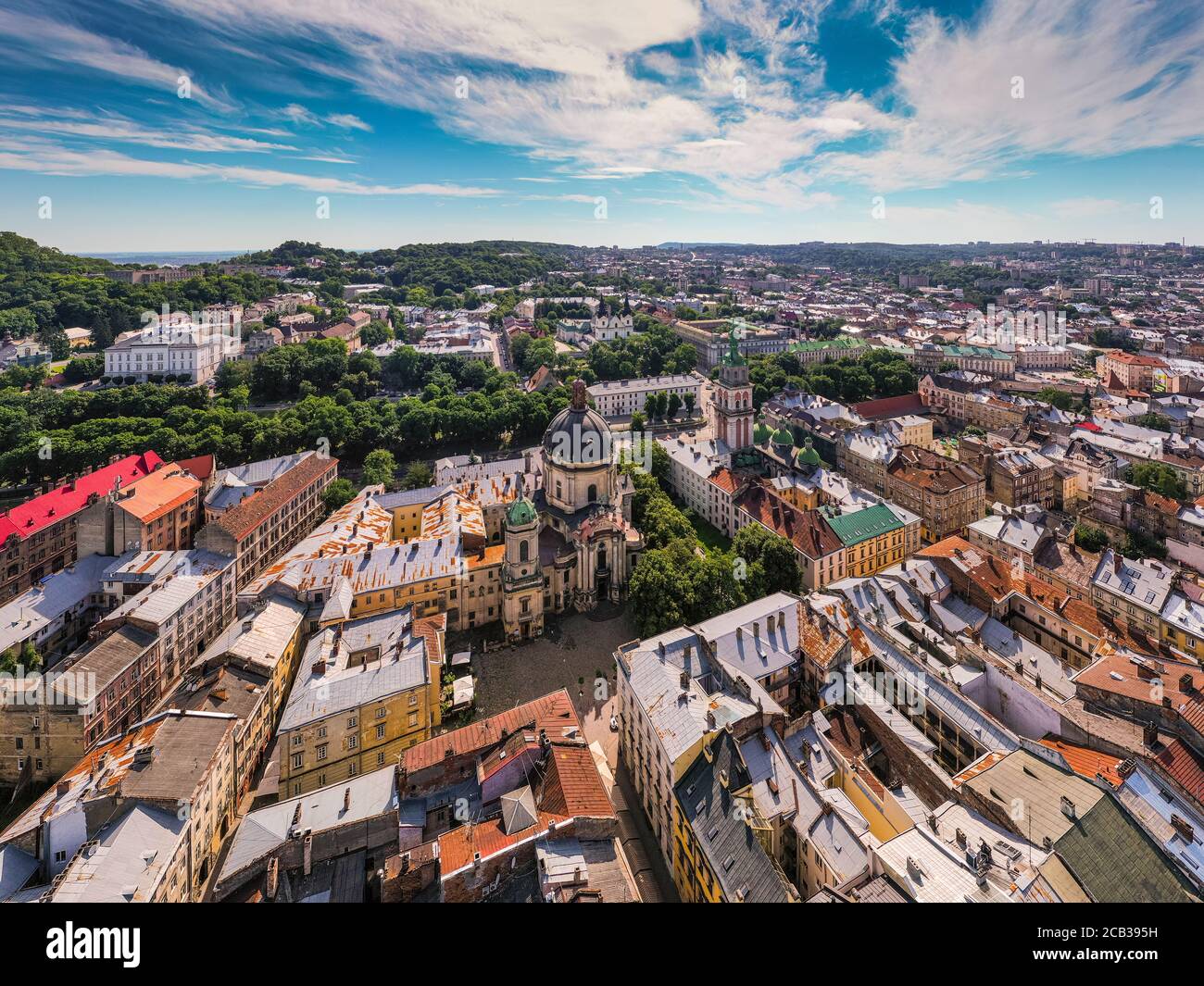 Lviv from a bird's eye view. City from above. Lviv, view of the city ...