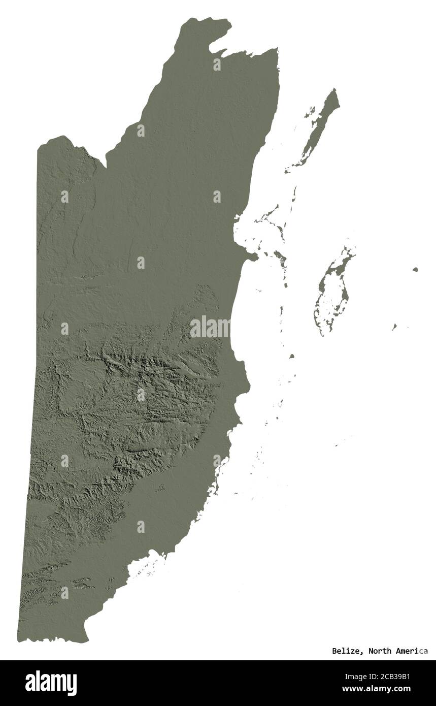 Shape of Belize with its capital isolated on white background. Colored ...