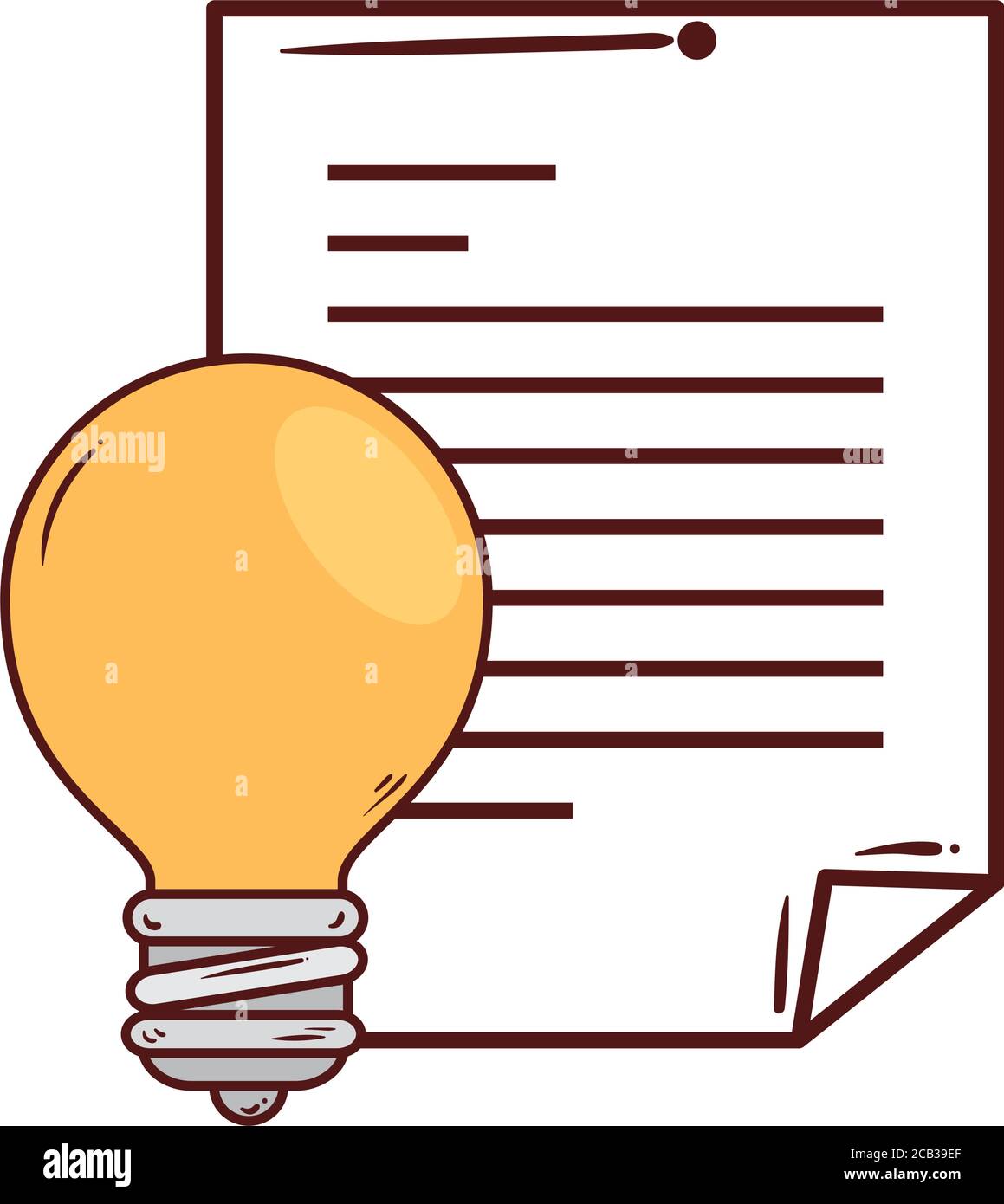 paper document with light bulb on white background Stock Vector Image ...