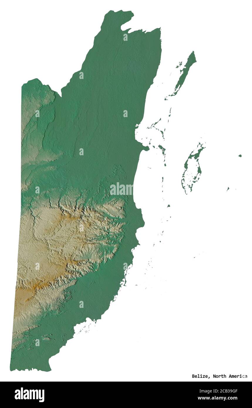 Shape of Belize with its capital isolated on white background ...